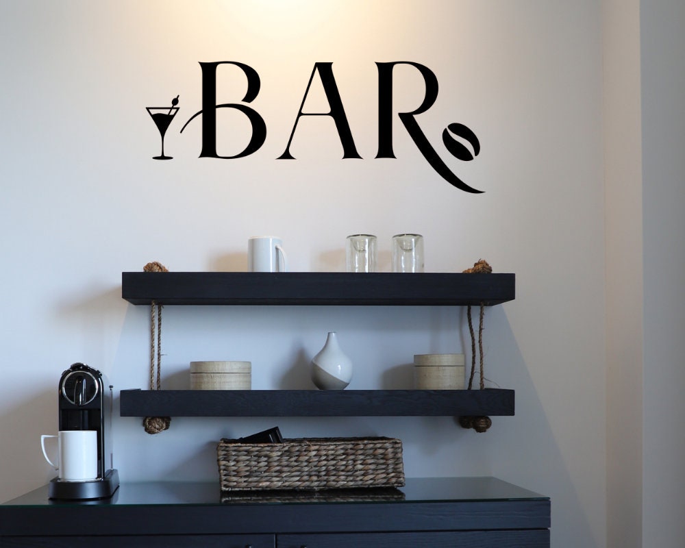 Bar Decal Coffee Bar Decal Bar With Cocktail and Coffee Bean - Etsy