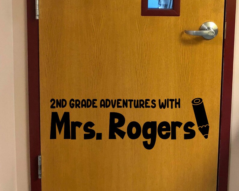 Teacher Name and Grade or Subject Decal, Personalized Classroom Door ...