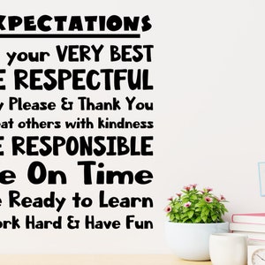 Expectations Decal, Classroom Rules, School Decor, Classroom Door Decor ...