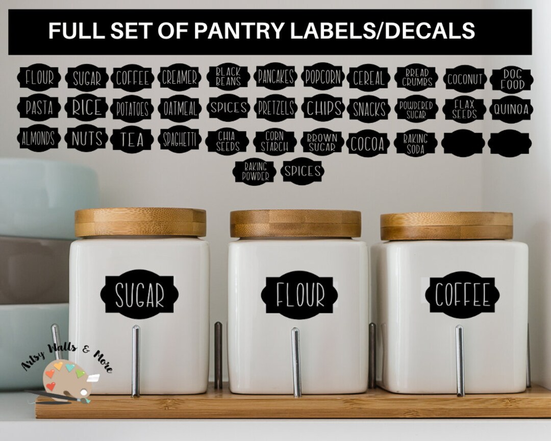 Pantry Labels Pantry Decals Set Farmhouse Pantry - Etsy