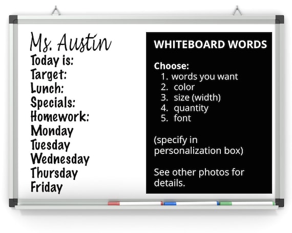 Whiteboard Words Decal Teacher Name Decal Today is Decal | Etsy