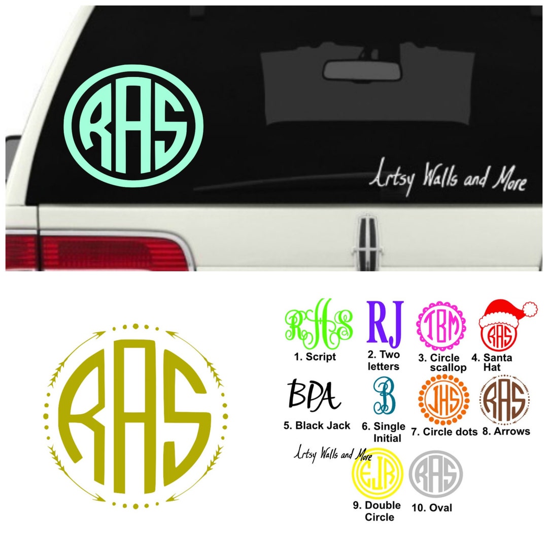 Car Window Monogram Initial Vinyl Decal, Car Window Sticker, Coffee Mug ...