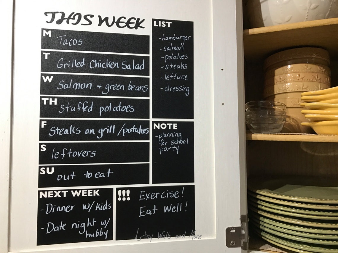 SALE Chalkboard Decal Chalkboard Menu Weekly Planner Decal - Etsy