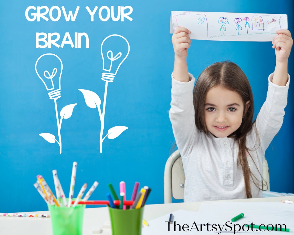 Grow Your Brain Decal With Lightbulb Flowers School - Etsy