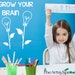 Grow Your Brain Decal With Lightbulb Flowers, School Decoration ...