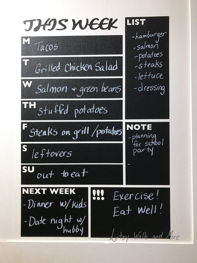 SALE Chalkboard Decal Chalkboard Menu Weekly Planner Decal - Etsy