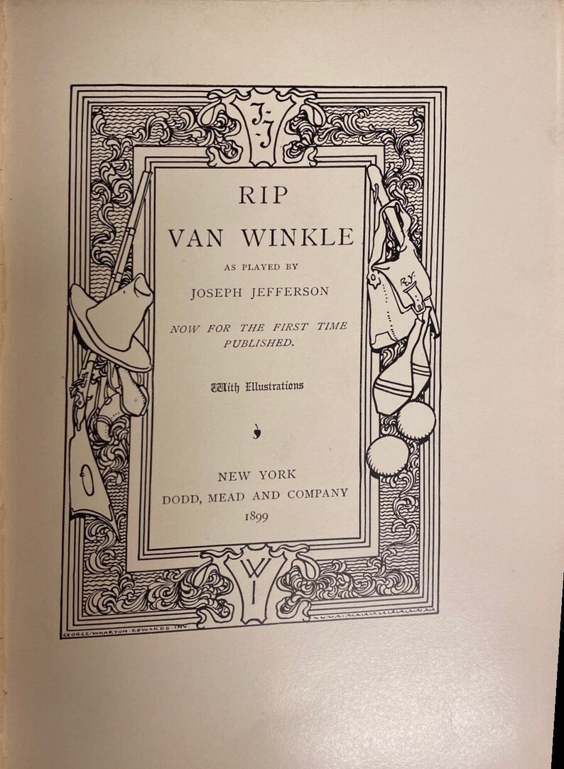 Antique Rare Rip Van Winkle as played by Joseph Jefferson 1899 | Etsy