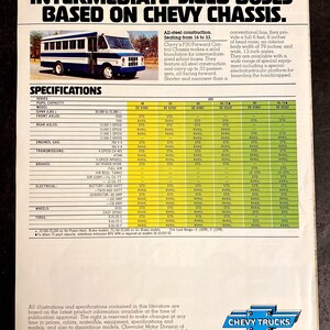 Vintage 78' CHEVY Bus Chassis 1977 Chevy Traces Brochure - Etsy