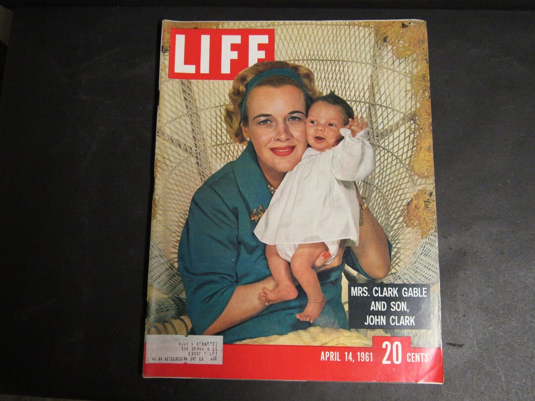 Vintage LIFE Magazine April 14, 1961 Mrs. CLARK GABLE & Son John Clark ...