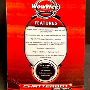 Wowwee Chatterbot Dog Cat Animated Computer Personality Works PC or MAC ...