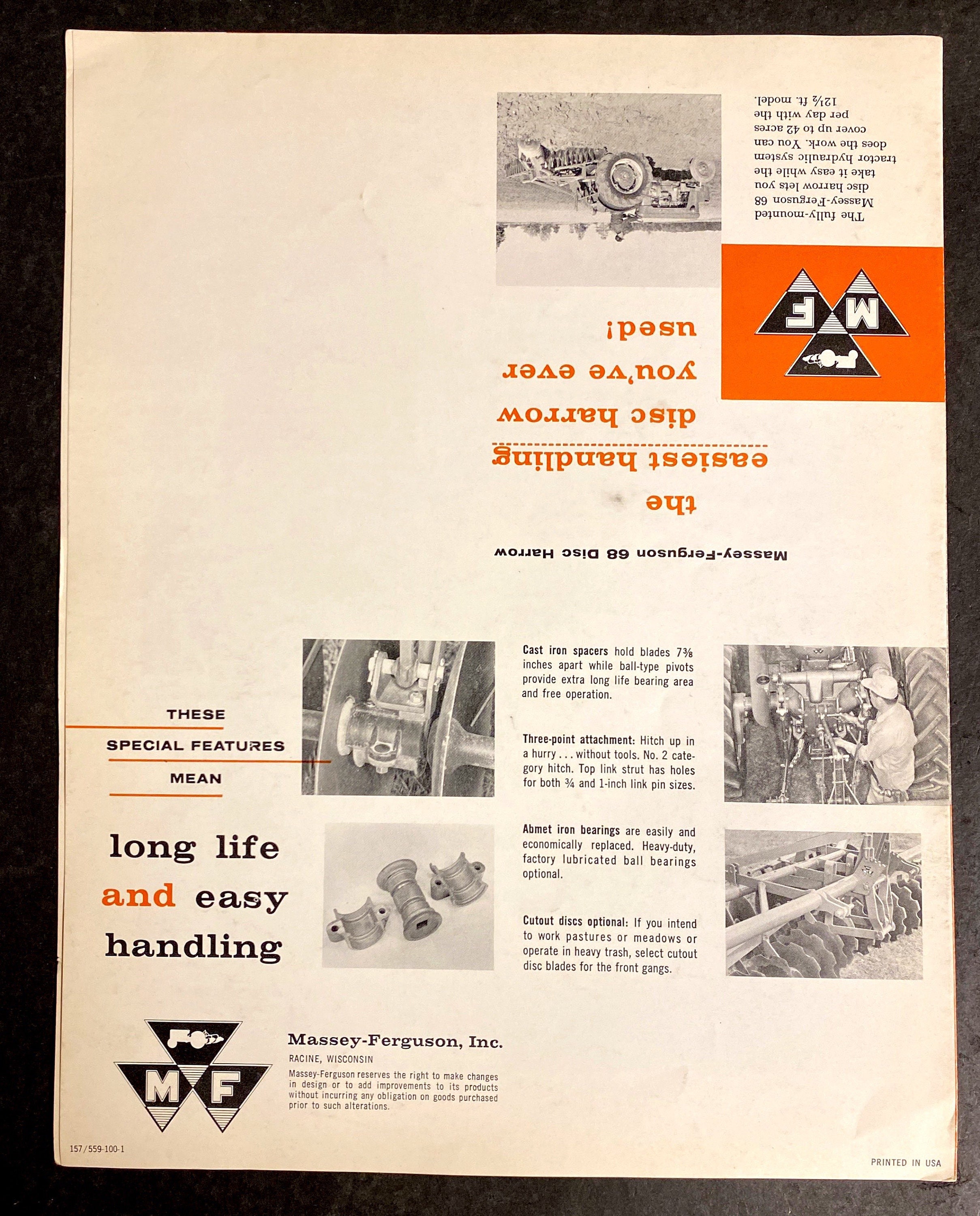 Vintage MASSEY FERGUSON MF68 Tandem Disc Harrow 1959 Brochure ...