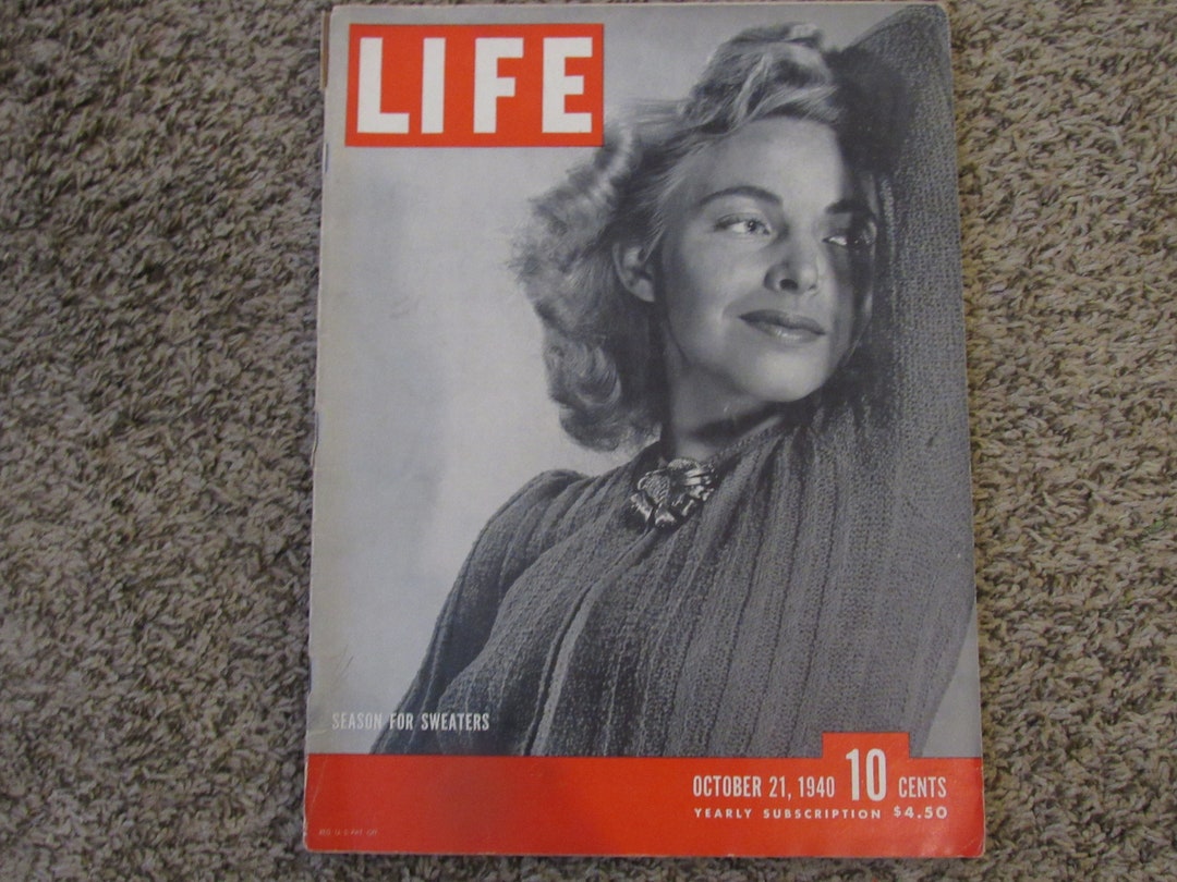 Vintage LIFE Magazine October 21, 1940 Season for Sweaters Cover, Ads ...