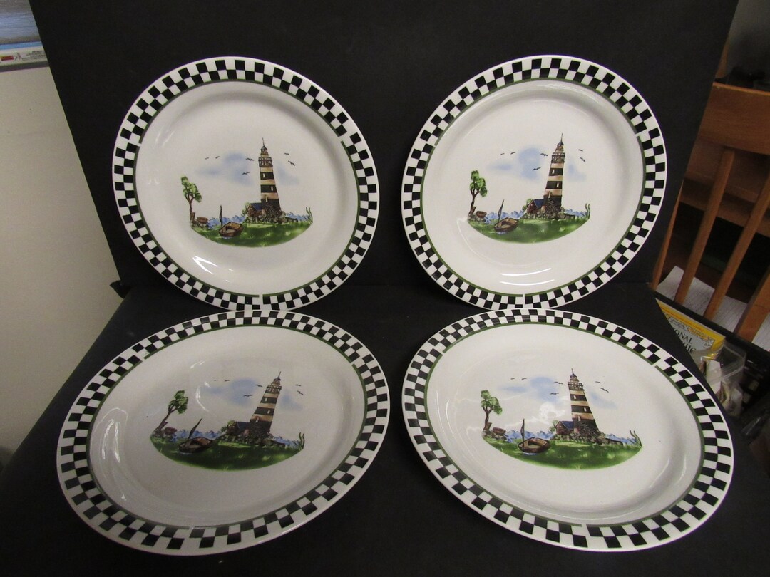 Collectible Lot (4) Alco Lighthouse & Sea Scene 10” Dinner Plates - Etsy