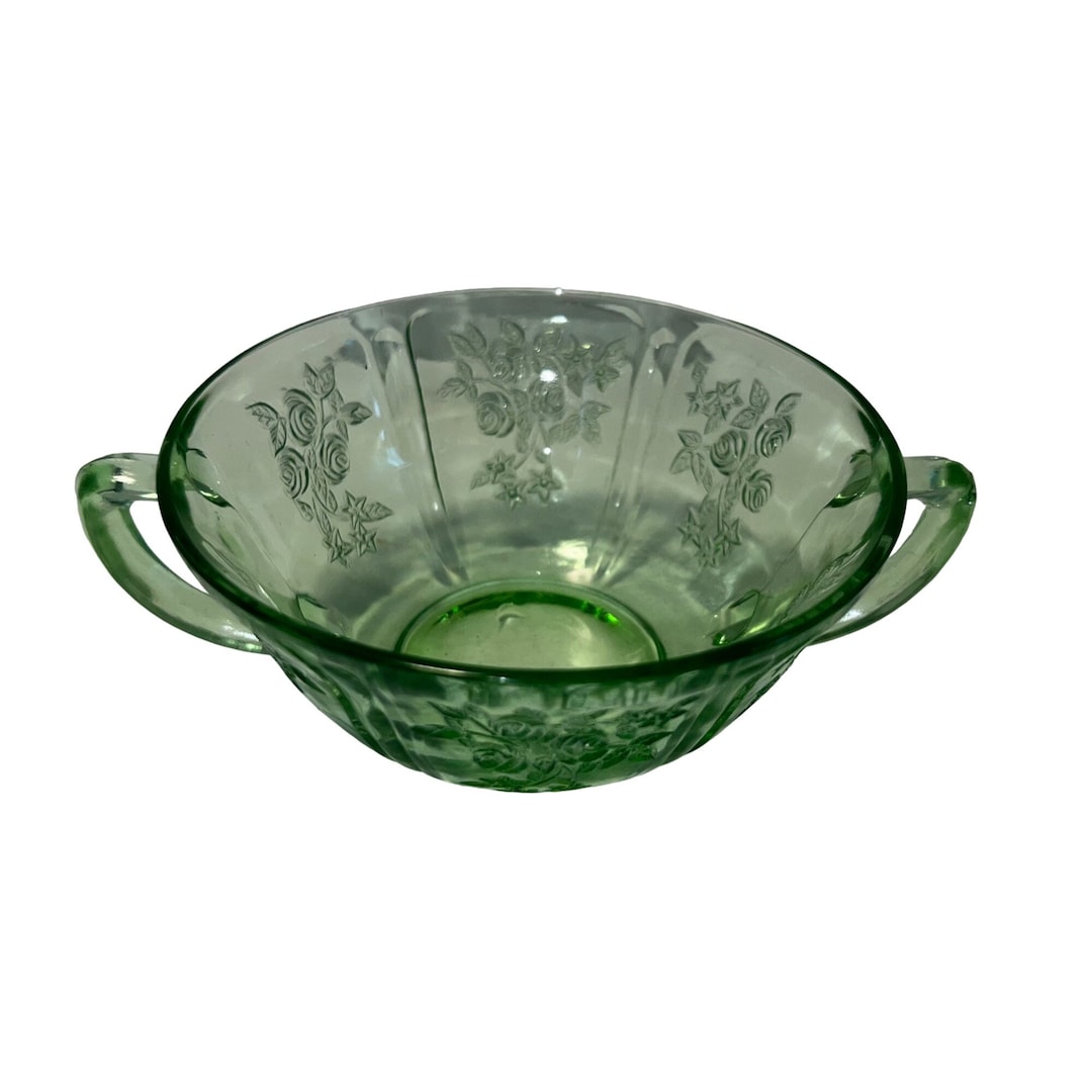 Vintage Federal Glass Sharon Green Cream Soup Bowl - Etsy