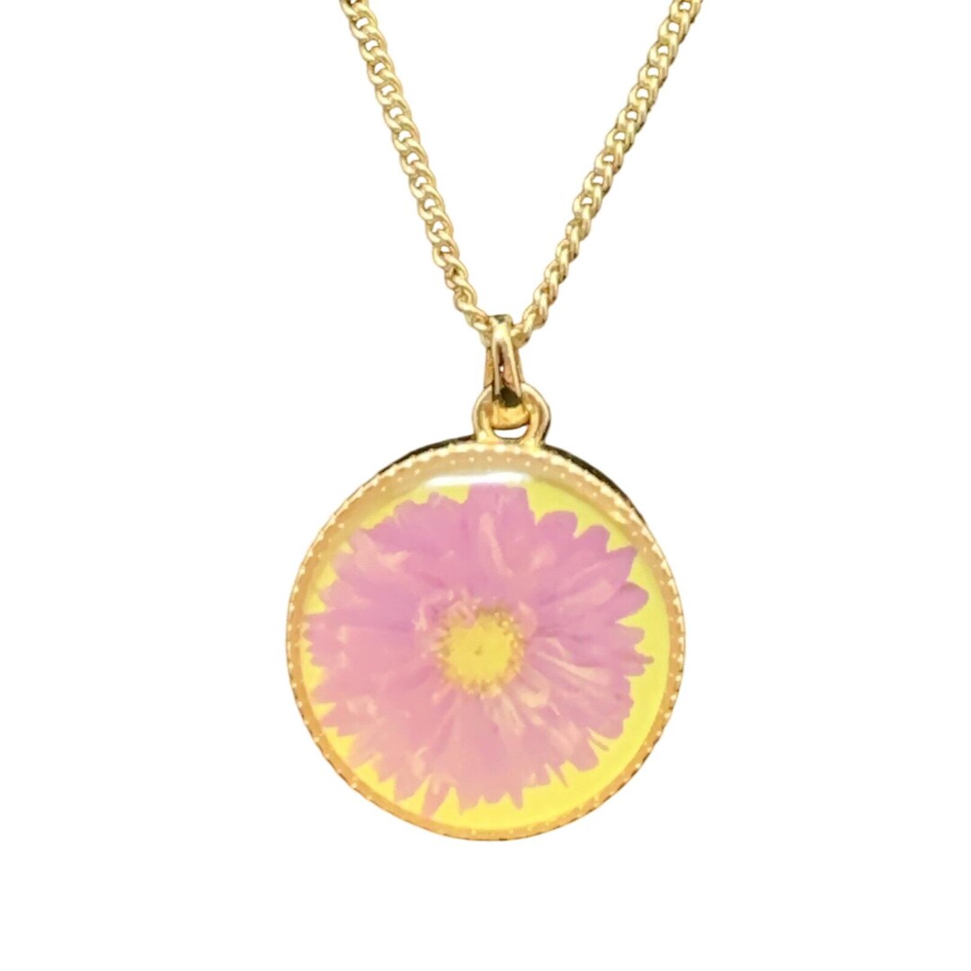 Avon Gold Tone Birth Flower Printed Pendant Necklace September (1701 ...