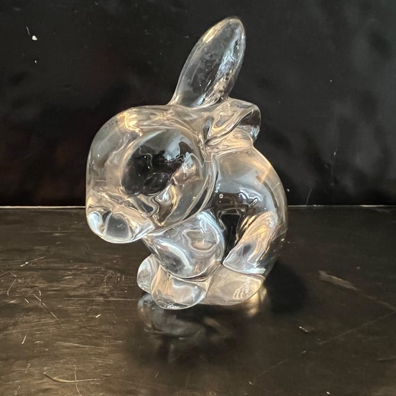 Vintage Clear Glass Rabbit Paperweight - Etsy