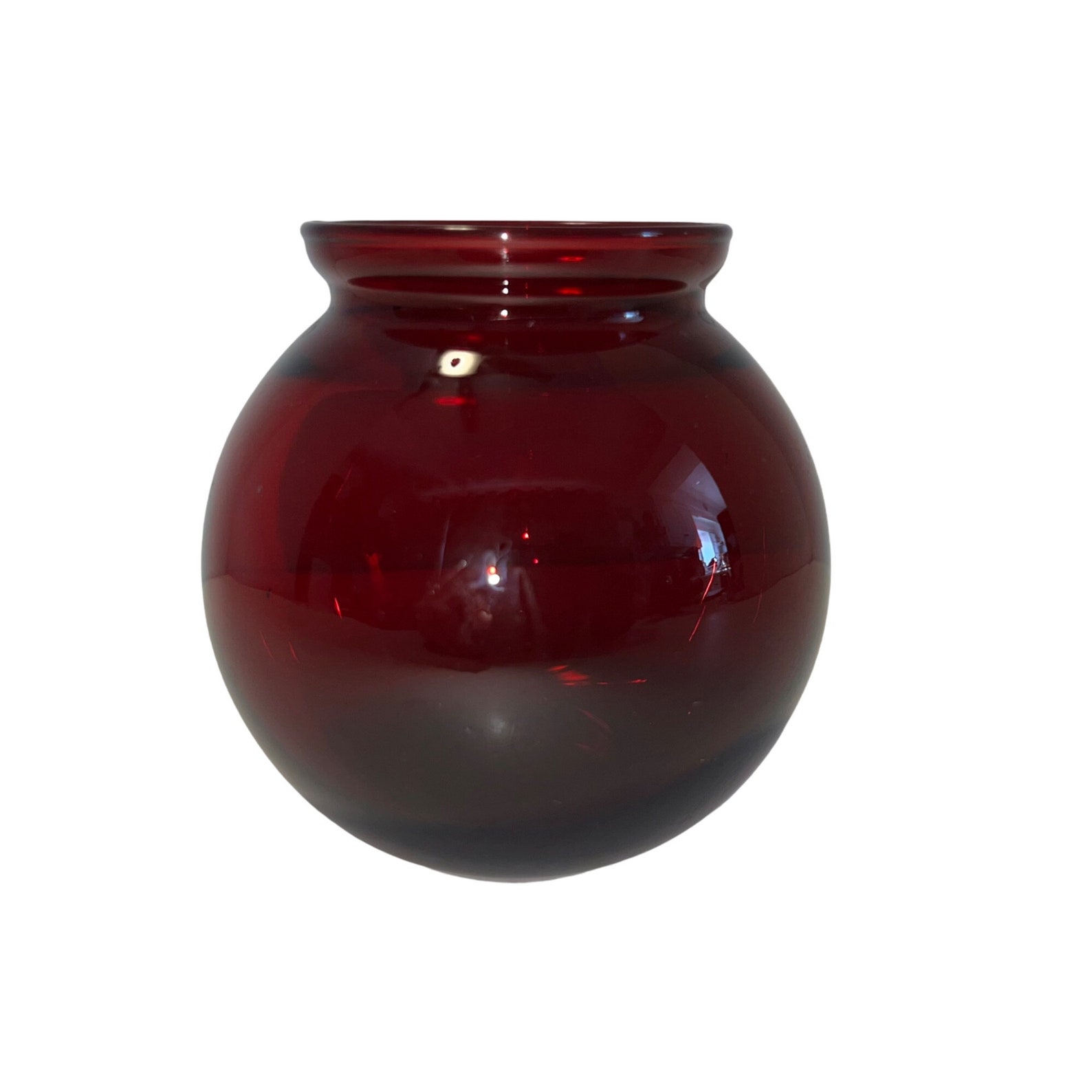 Vintage Anchor Hocking Royal Ruby Ivy Ball Vase - Etsy