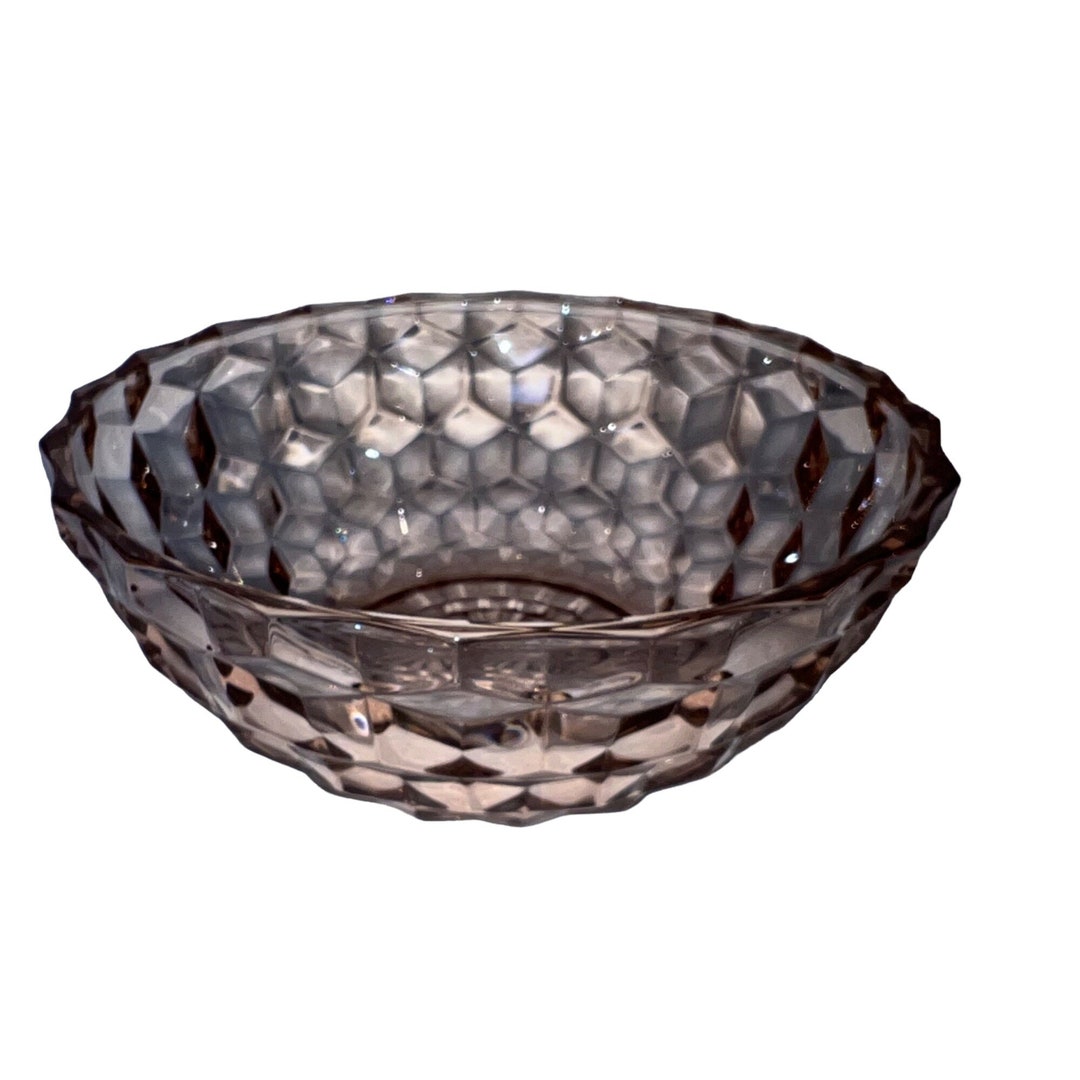 Vintage Jeanette Glass Cubist Pink Salad Bowl - Etsy