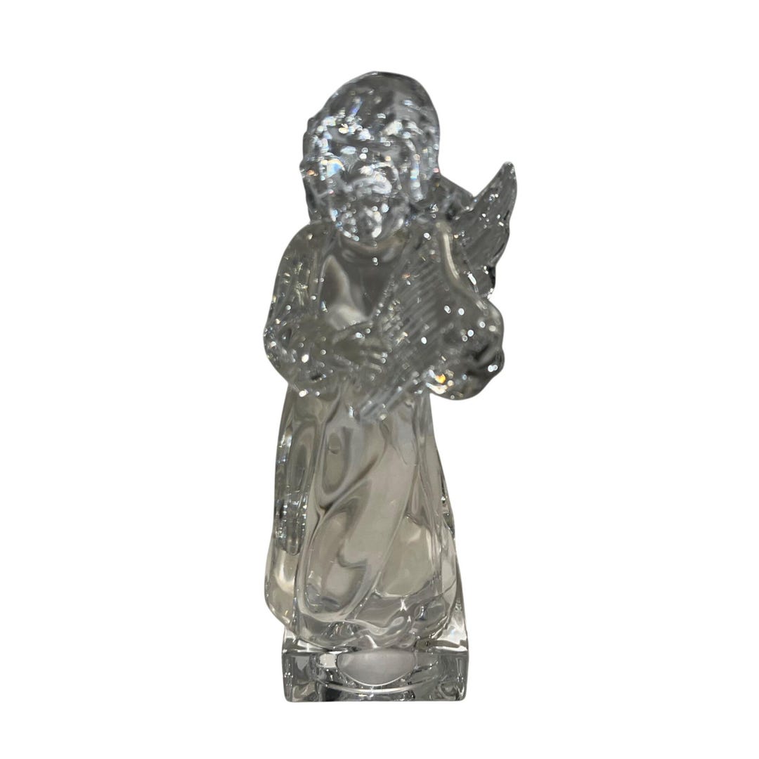 Mikasa Herald Collection Angel Playing Harp Full Lead Crystal Figurine ...