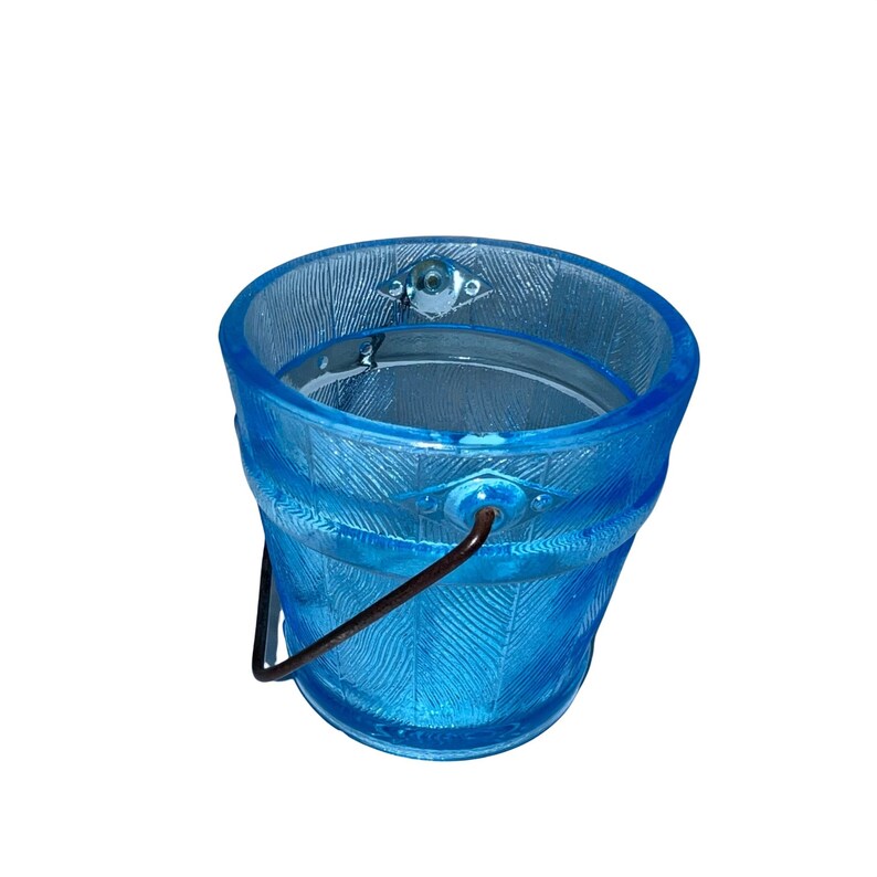 Vintage Bryce Brother EAPG Aqua Blue Jelly Jar Bucket W/ Metal Handle ...