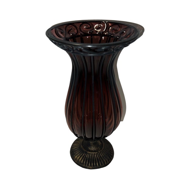 Glass and Wrought Iron Vase - Etsy