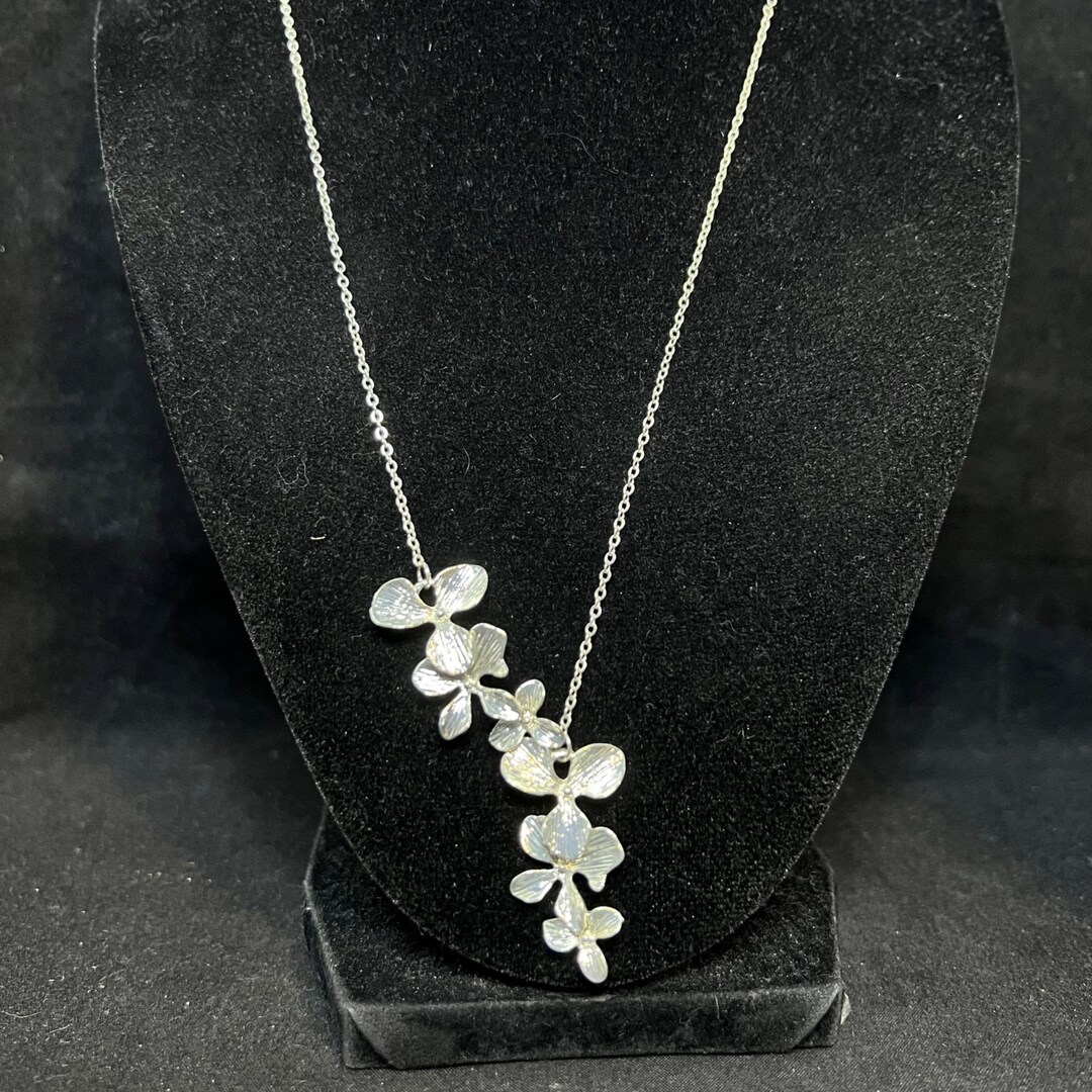 Silver Tone Cascading Orchid Cable Chain Necklace 20" (3747) - Etsy