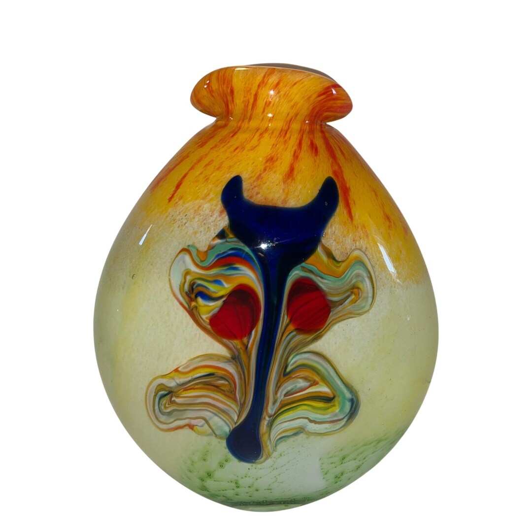Vintage Large Heavy Overlay Dalian Art Glass Vase - Etsy