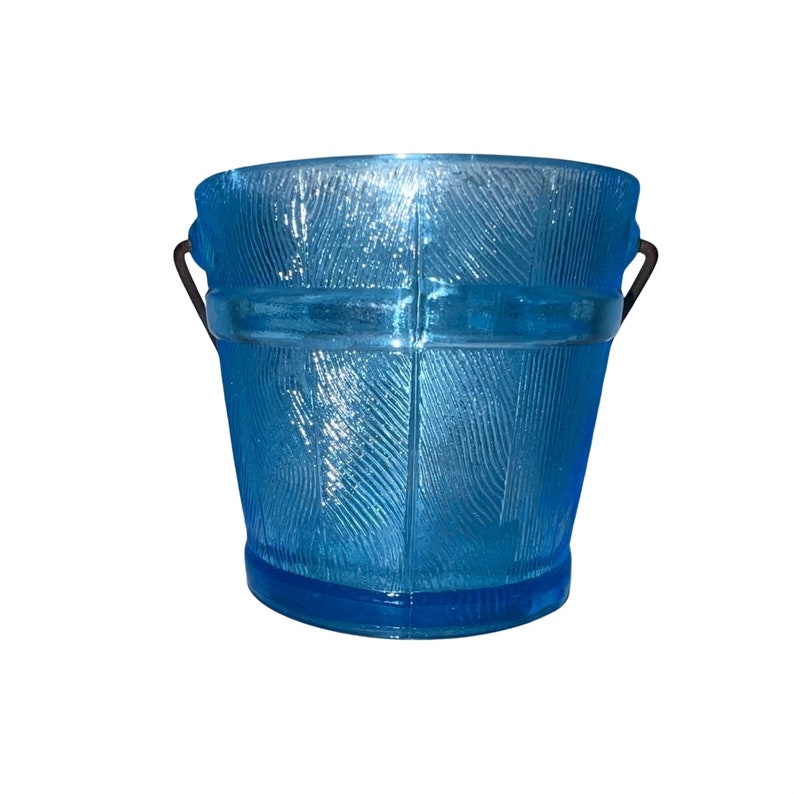 Vintage Bryce Brother EAPG Aqua Blue Jelly Jar Bucket W/ Metal Handle ...