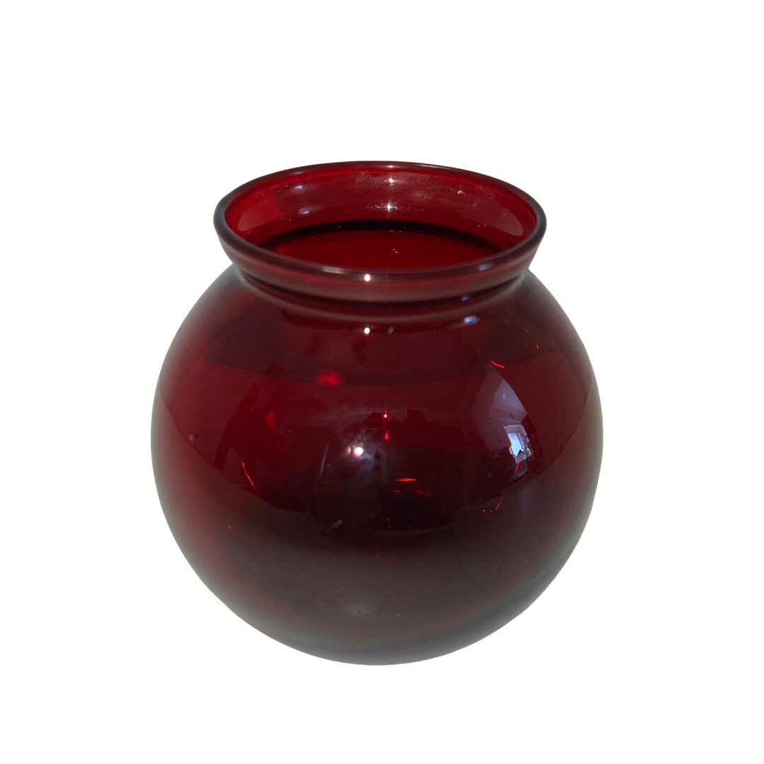 Vintage Anchor Hocking Royal Ruby Ivy Ball Vase - Etsy