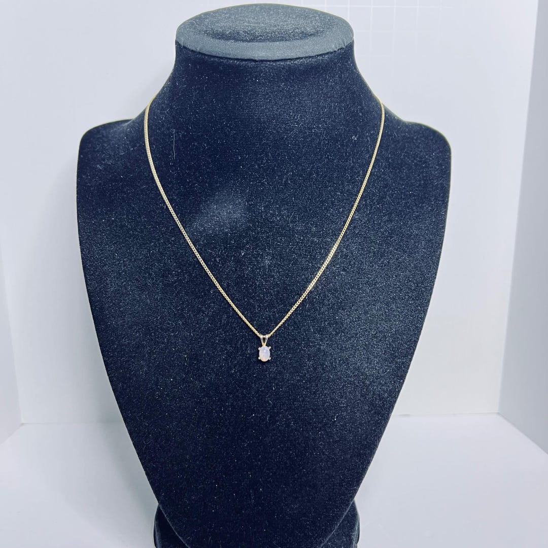 Citation Gold Tone Curb Chain Necklace With Opal Pendant (5674) - Etsy
