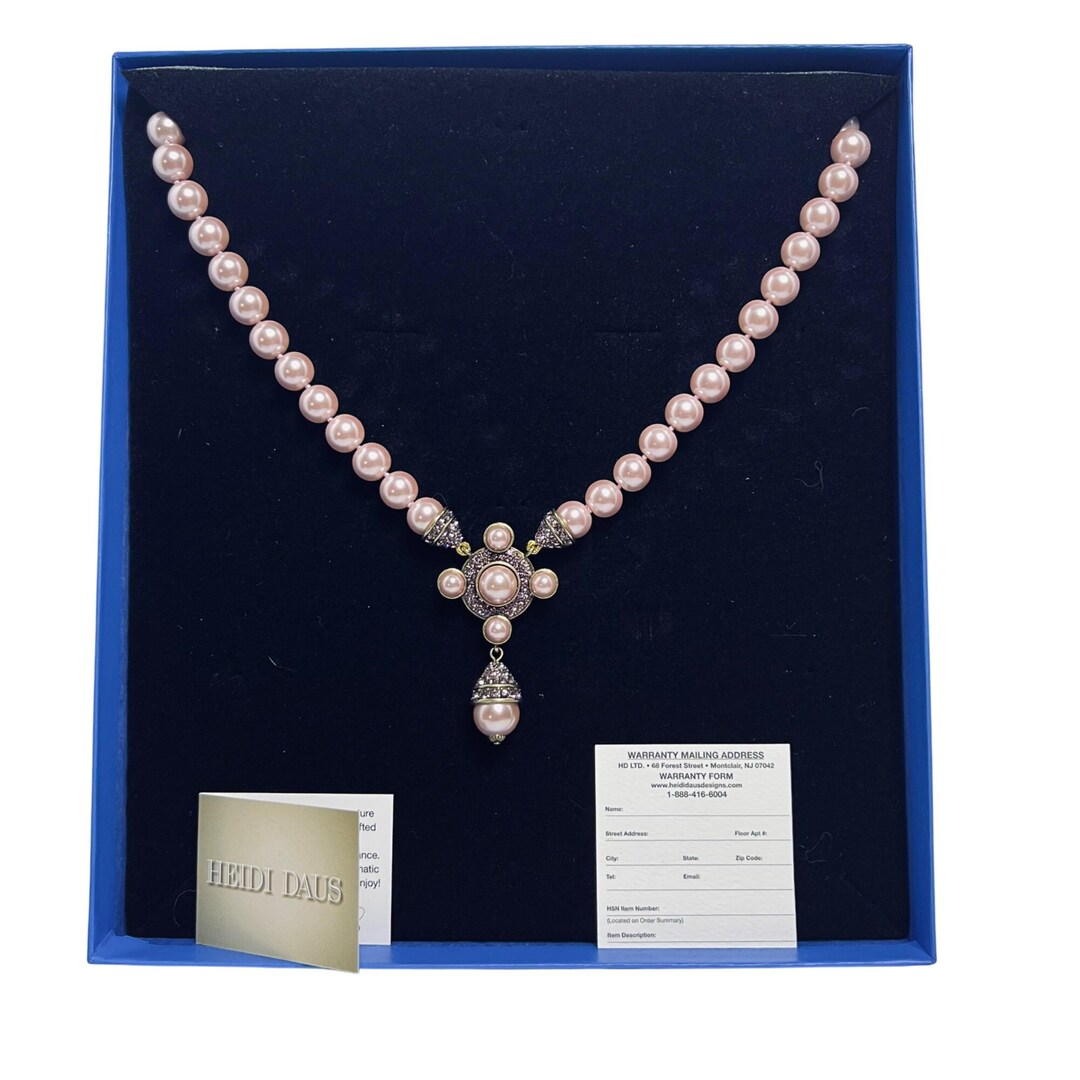 Heidi Daus Brass Tone Faux Pink Pearl and Crystal Choker Necklace (6010 ...