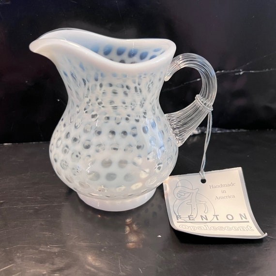 Vintage Fenton Clear Opalescent Coin Dot Pitcher | Etsy