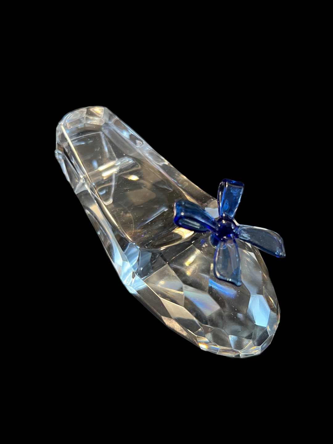 Vintage Glass Slipper W/ Blue Bow - Etsy