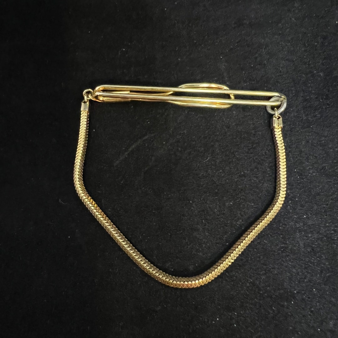 Vintage Swank Gold Tone Tie Bar With Heavy Square Snake Chain 2868 - Etsy