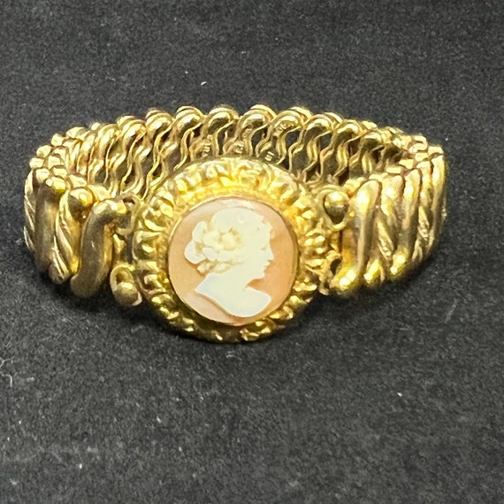 Vintage DFB Company Carmen Gold Tone Expandable Cameo… - Gem