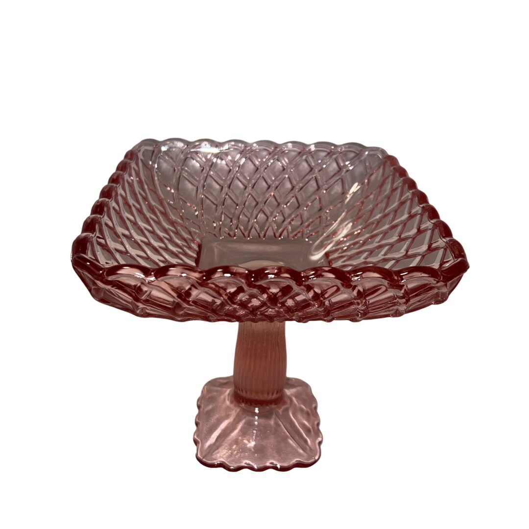 Vintage Smith Glass Trellis Pink Glass Open Compote - Etsy