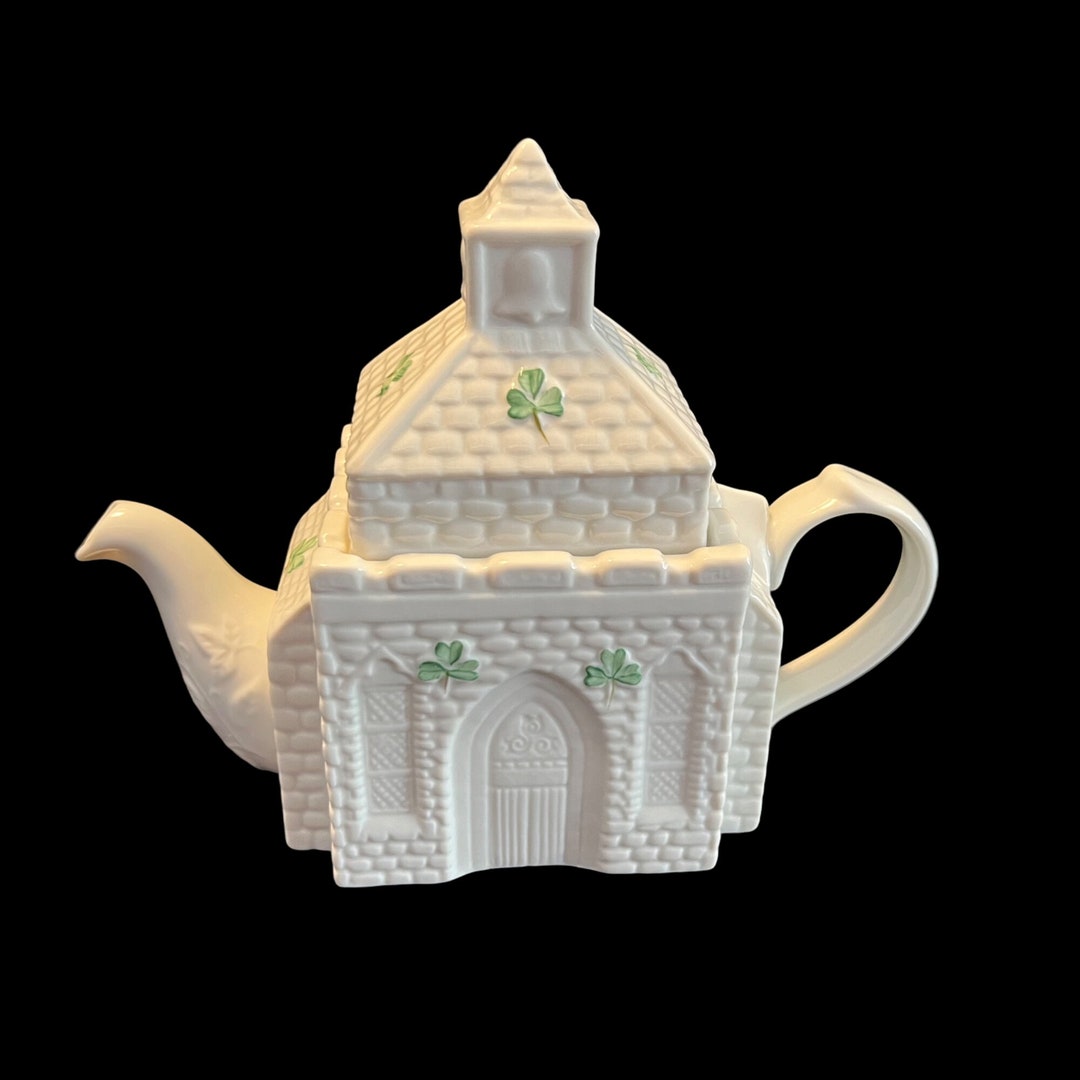 Vintage Belleek Pottery Shamrock Sculpted Church Teapot & Lid - Etsy