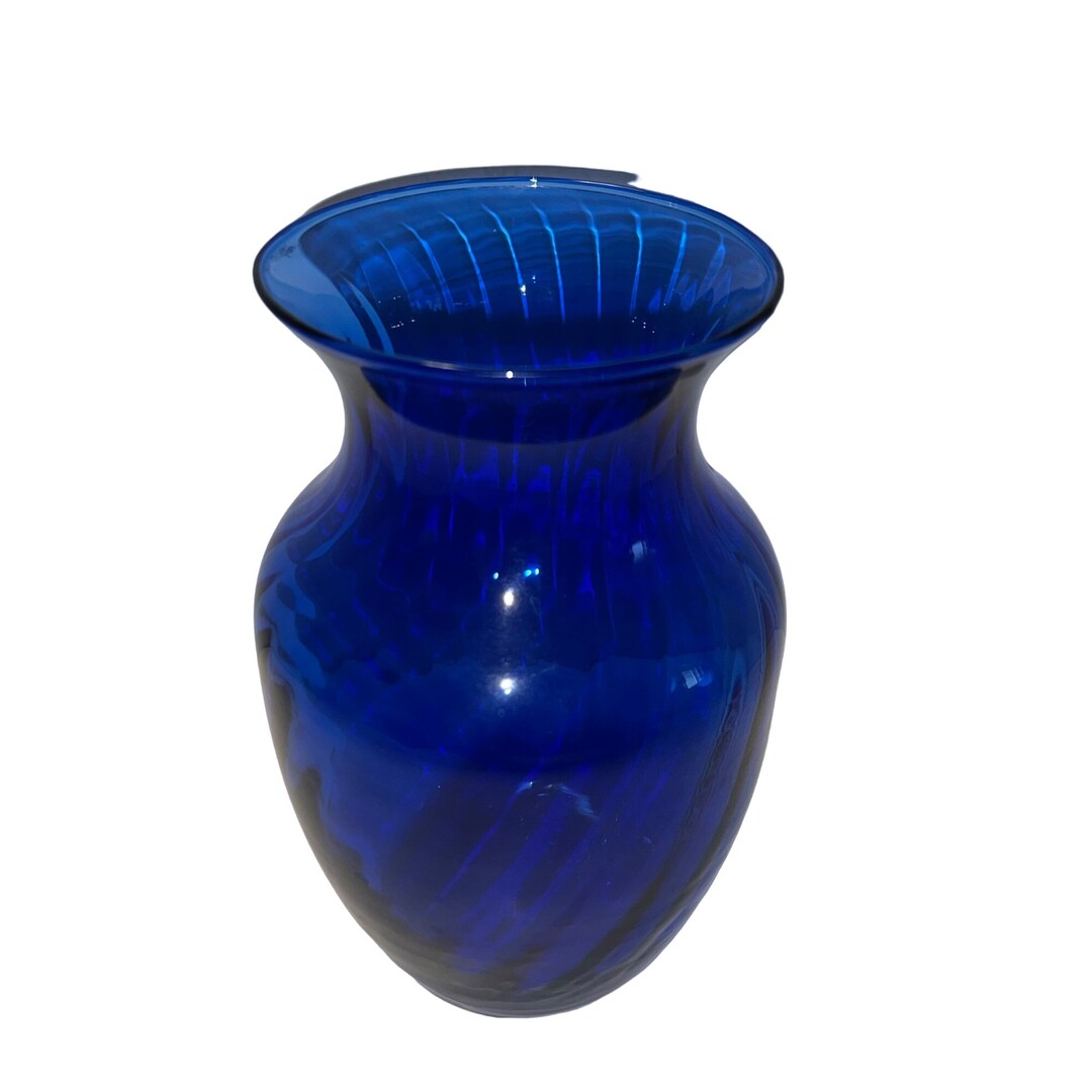 Vintage Indiana Glass Illusions Cobalt Blue Glass Vase 7 3/4 - Etsy