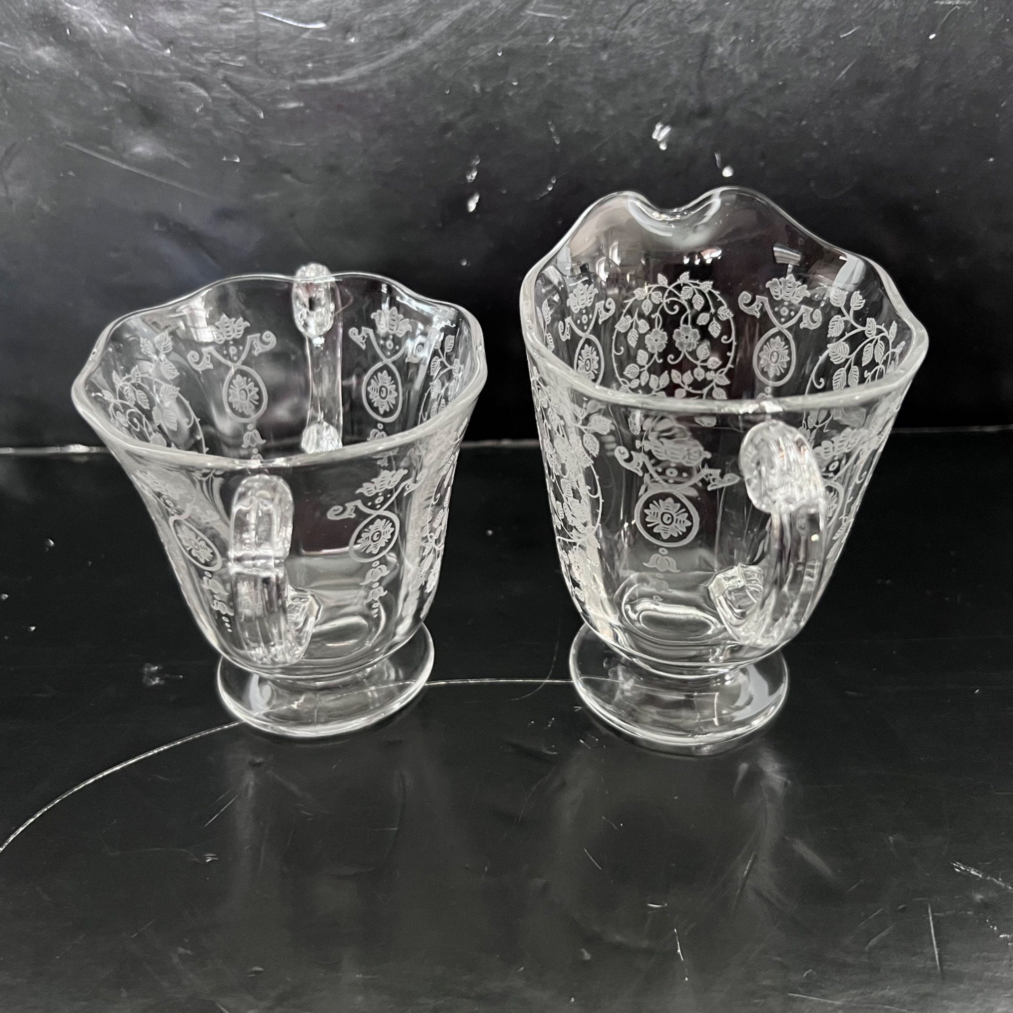 Vintage Fostoria Bouquet Etched Floral Glass Sugar & Creamer - Etsy