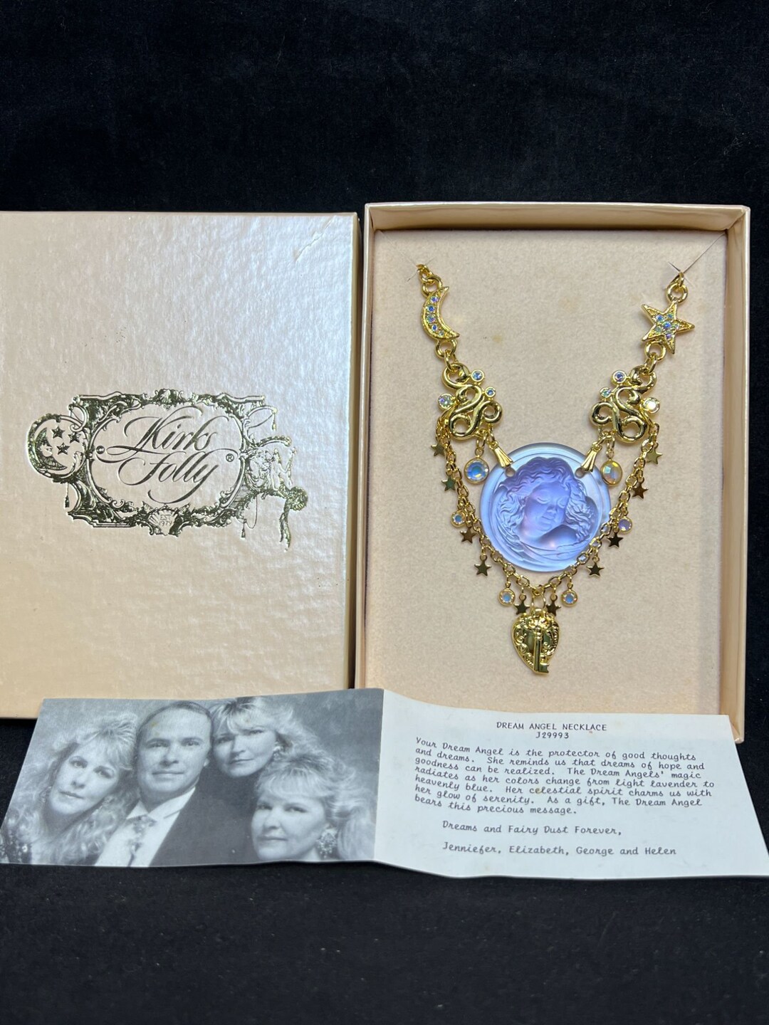 Kirks Folly Gold Tone Dream Angel Cameo & AB Rhinestone Necklace 4176 ...