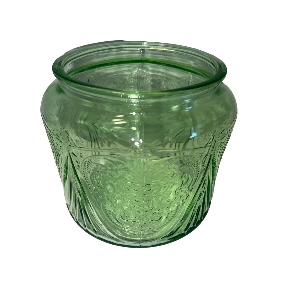 Vintage Hazel Atlas Green Depression Royal Lace Glass Cookie Jar - Etsy