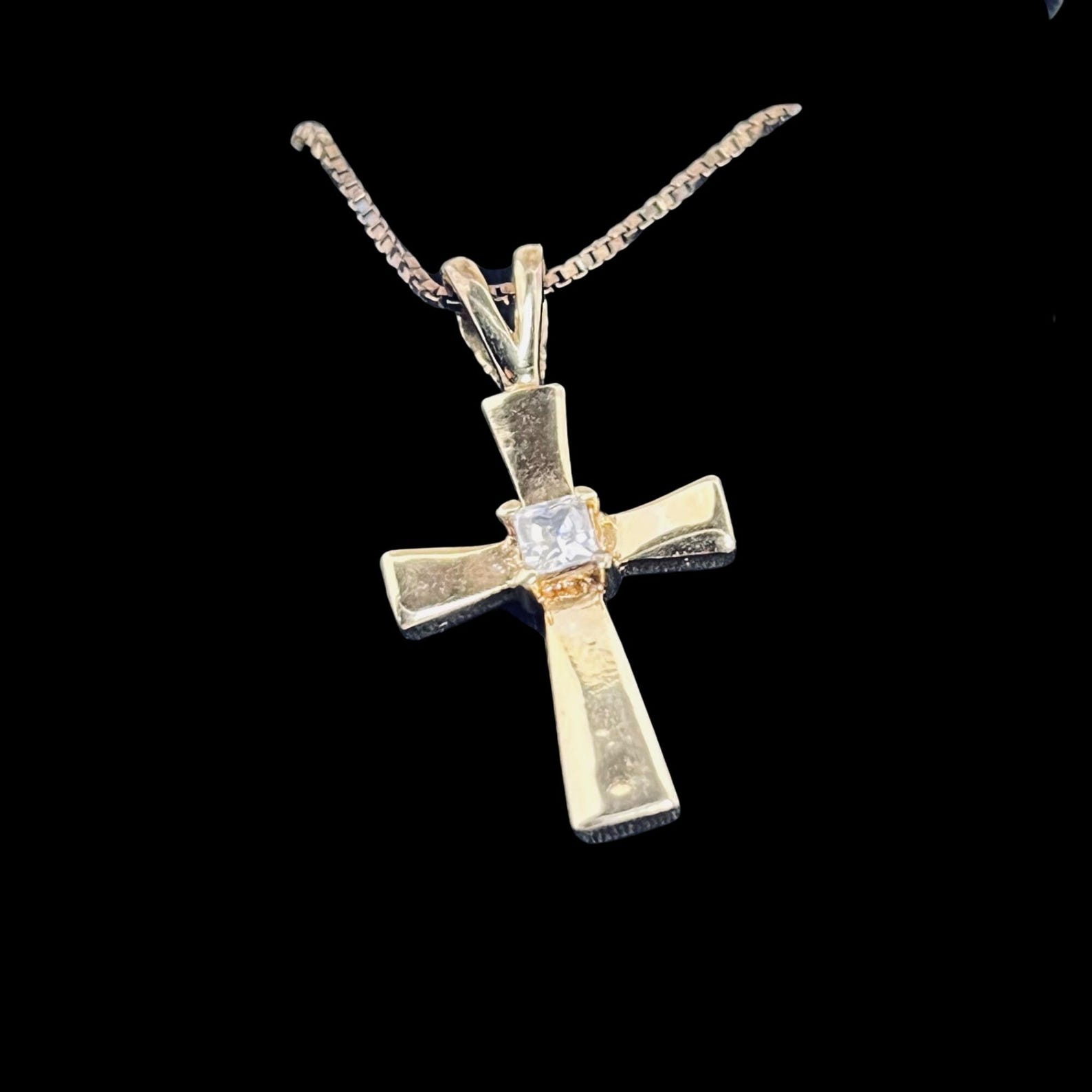 Samara 24k Gold Over Sterling Silver Cubic Zirconia Cross Pendant ...
