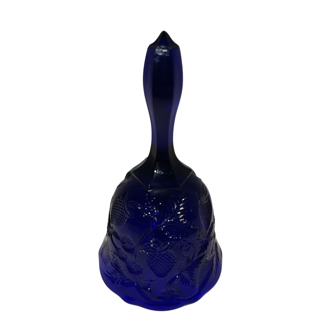 Vintage Fenton Cobalt Blue Glass Bell With Strawberry Pattern - Etsy