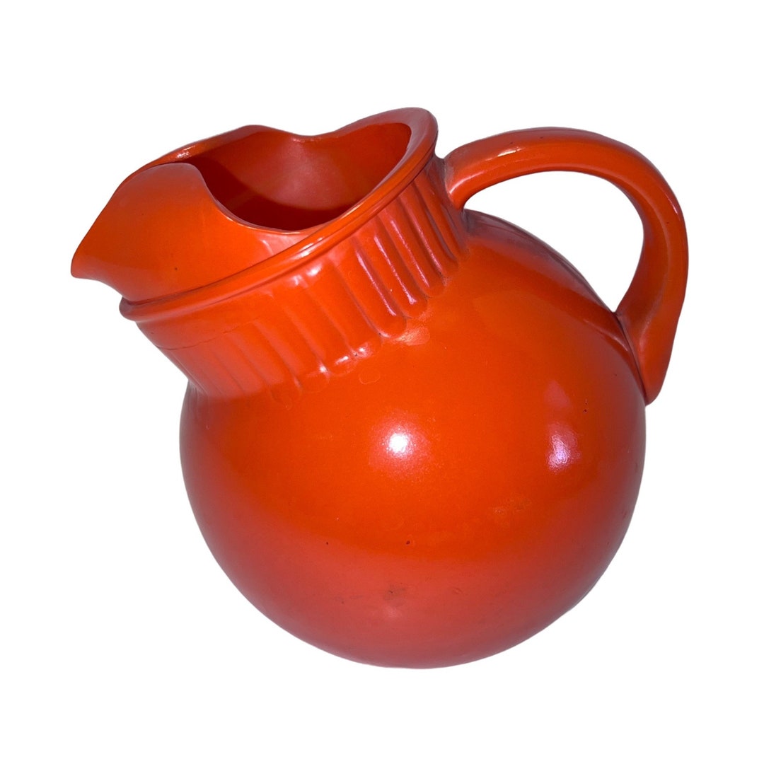 Vintage Orange Glass Tilted Ball Pitcher - Etsy