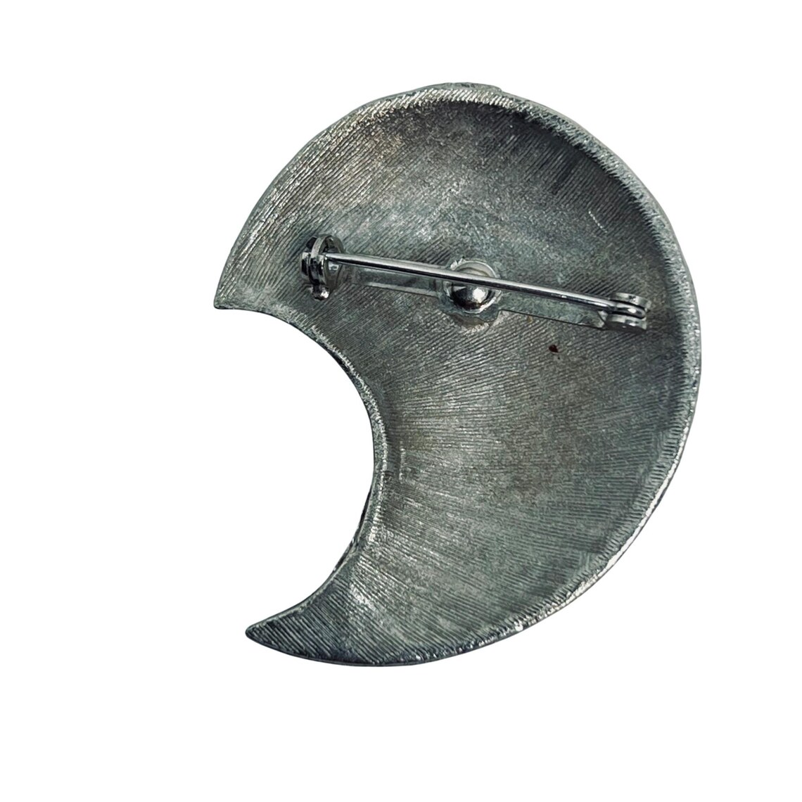 Silver Crescent Moon Brooch With Textured Feather Design (5769) - Etsy