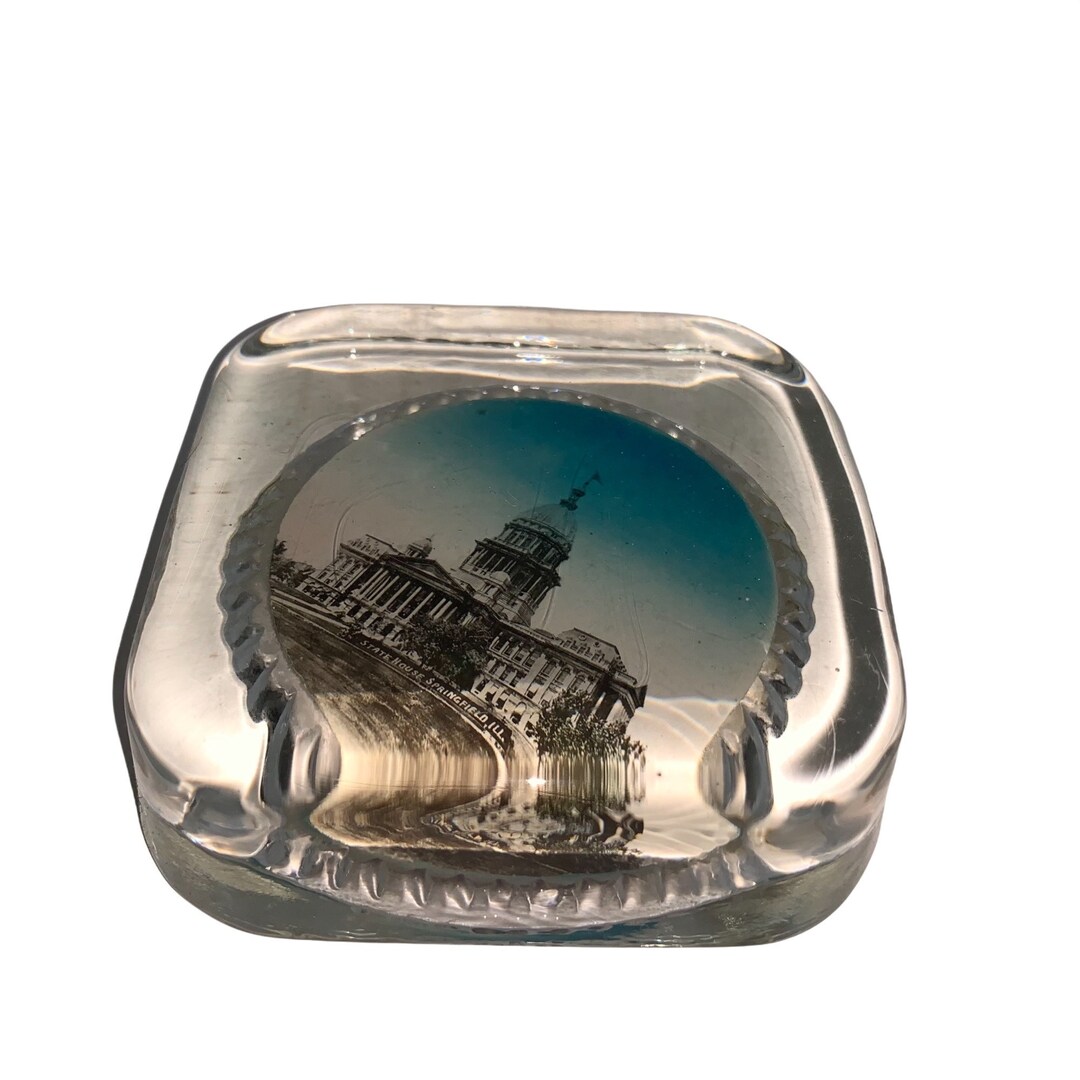 Vintage Glass Block Paperweight of the State House, Springfield, Il. - Etsy