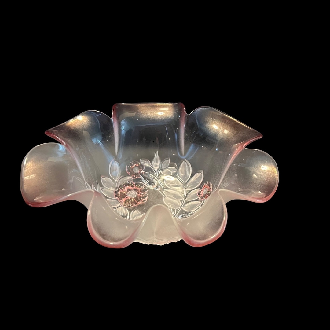 Vintage Mikasa Rosella Pink & Clear Glass Hostess Bowl - Etsy