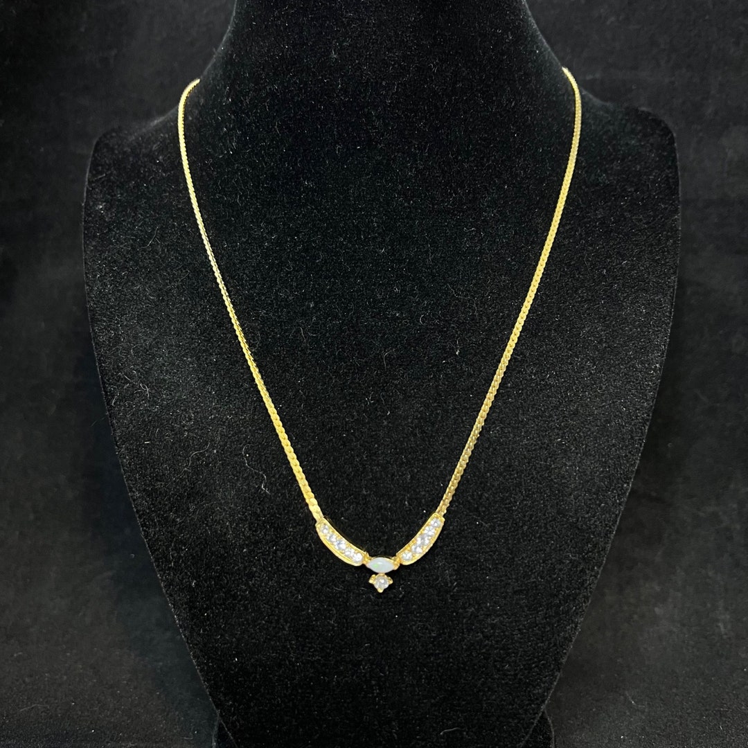 Ronte' of Beverly Hills Genuine Opal and Rhinestone Flat Curb Chain ...