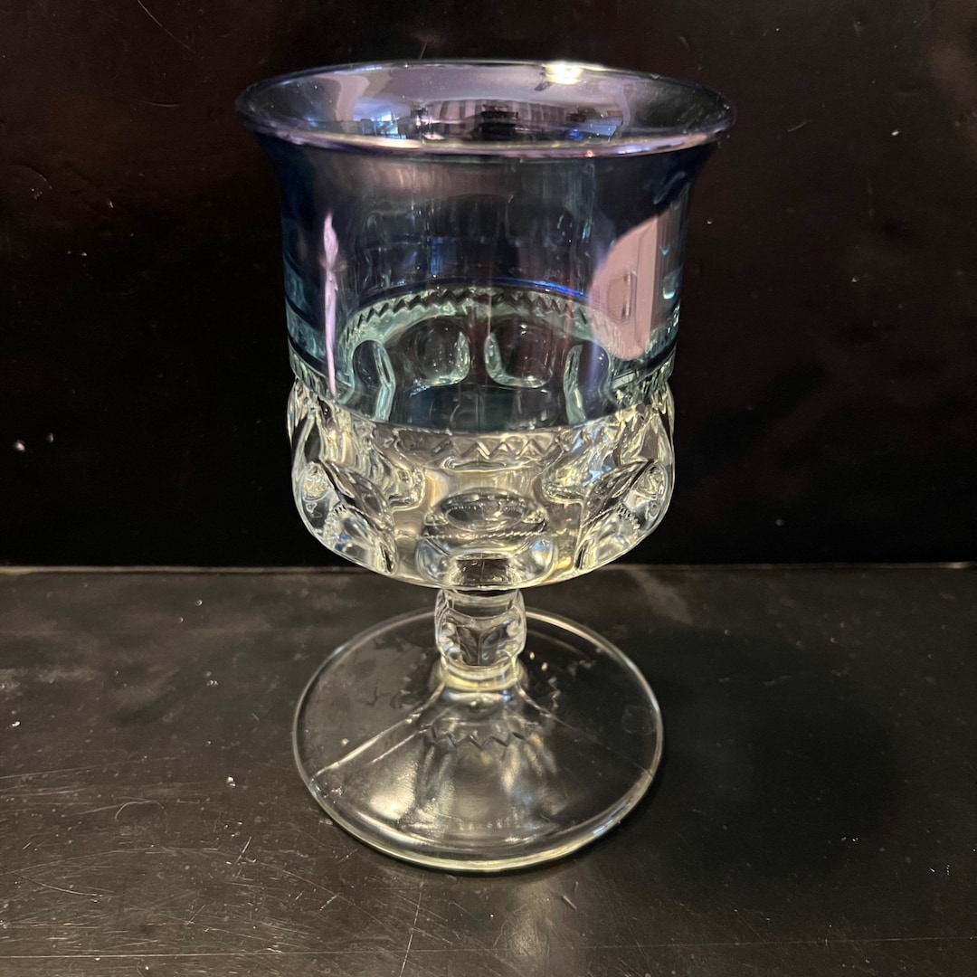 Vintage Blue Kings Crown Glass Water Goblet - Etsy