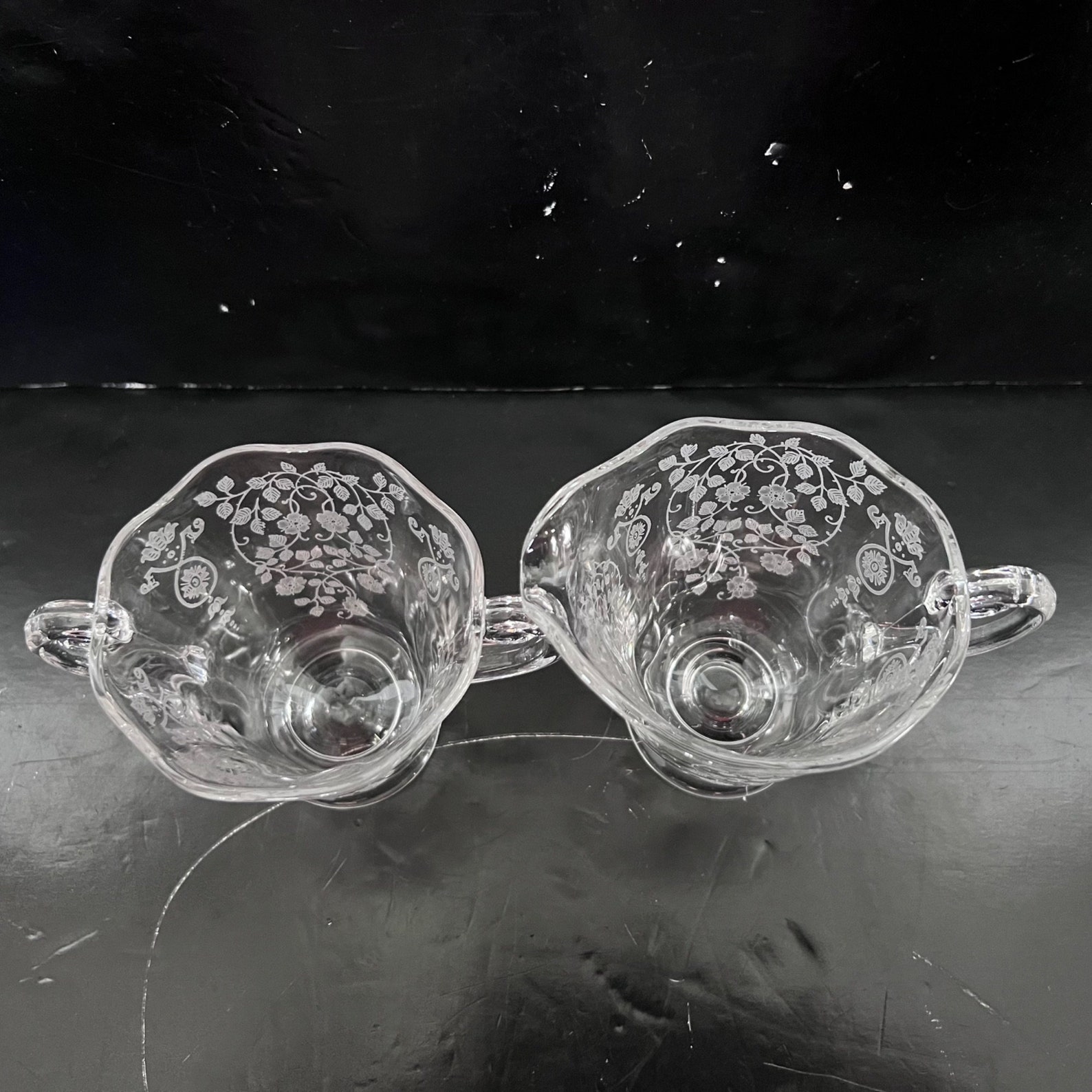 Vintage Fostoria Bouquet Etched Floral Glass Sugar & Creamer - Etsy